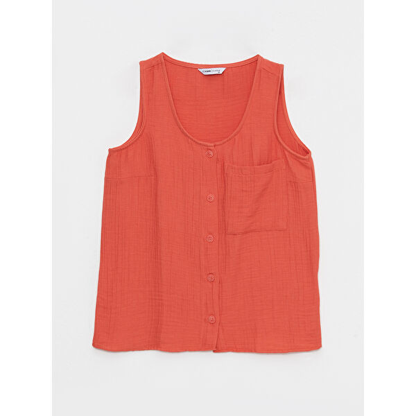 LCW CLASSIC U Yaka Düz Kolsuz Kadın Bluz