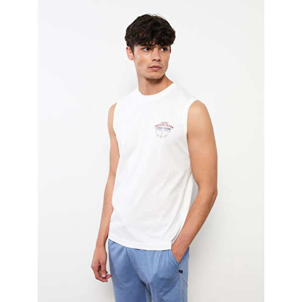 Bisiklet Yaka Kolsuz Baskılı Erkek Atlet