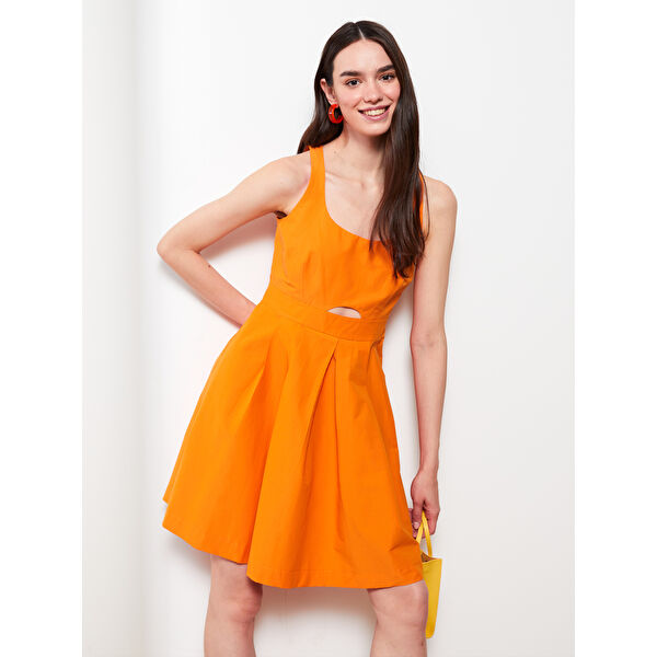 U Yaka Düz Kolsuz Poplin Kadın Elbise