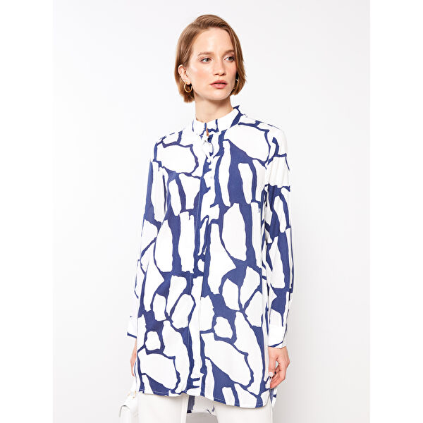 LCW CLASSIC Hakim Yaka Desenli Uzun Kollu Viskon Kadın Tunik