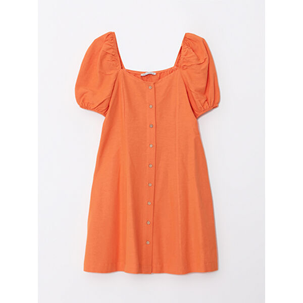 LCW LIMITED Kare Yaka Düz Kısa Kollu Kadın Elbise