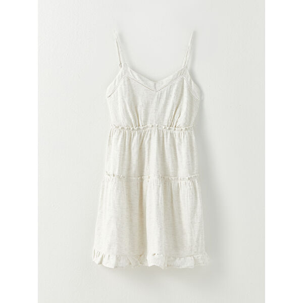 LCW LIMITED Kalp Yaka Nakışlı Askılı Kadın Elbise