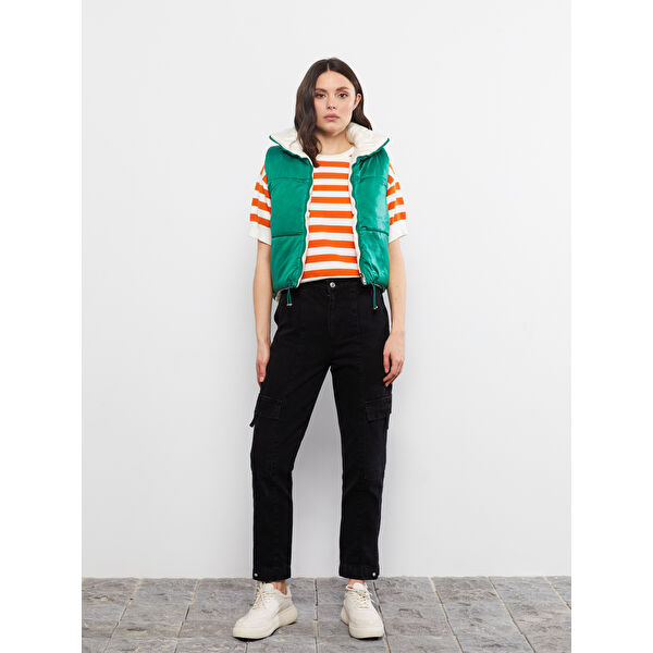 Busem Dik Yaka Düz Çift Taraflı Kadın Yelek