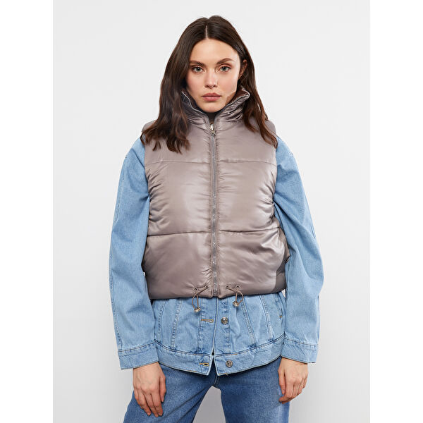 Busem Dik Yaka Düz Çift Taraflı Kadın Yelek