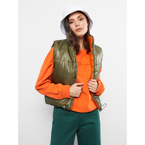 Busem Dik Yaka Düz Çift Taraflı Kadın Yelek