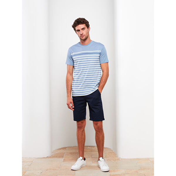 Bisiklet Yaka Kısa Kollu Çizgili Pike Erkek Tişört