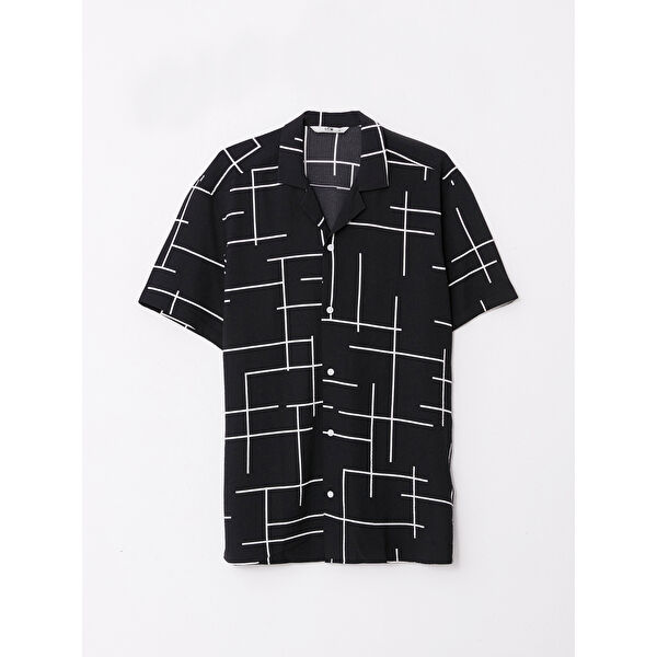 Rahat Kalıp Kısa Kollu Desenli Erkek Gömlek Rahat Kalıp Kısa Kollu Desenli Erkek Gömlek