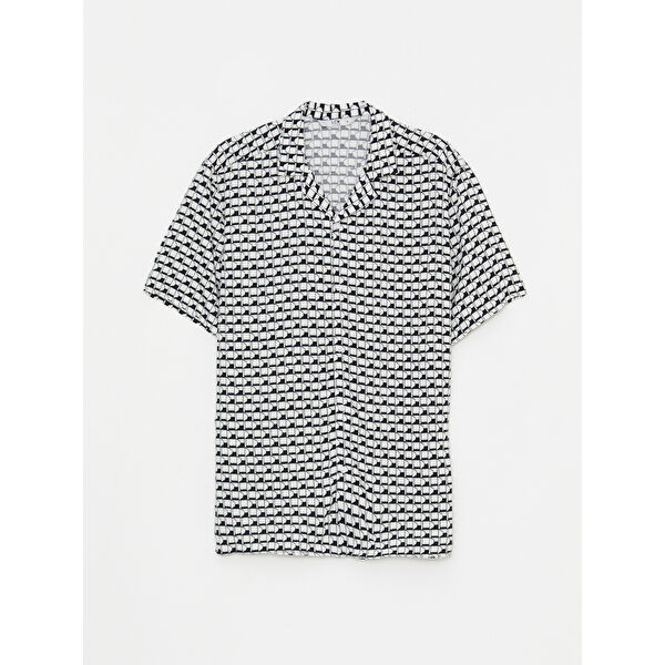 LCW VISION Slim Fit Kısa Kollu Desenli Viskon Erkek Gömlek