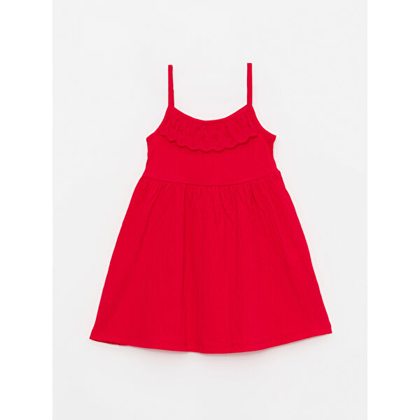 Kare Yaka Askılı Basic Kız Bebek Elbise