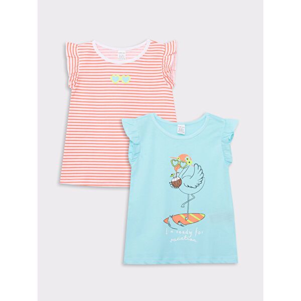 Bisiklet Yaka Pamuklu Kız Bebek Atlet 2'li