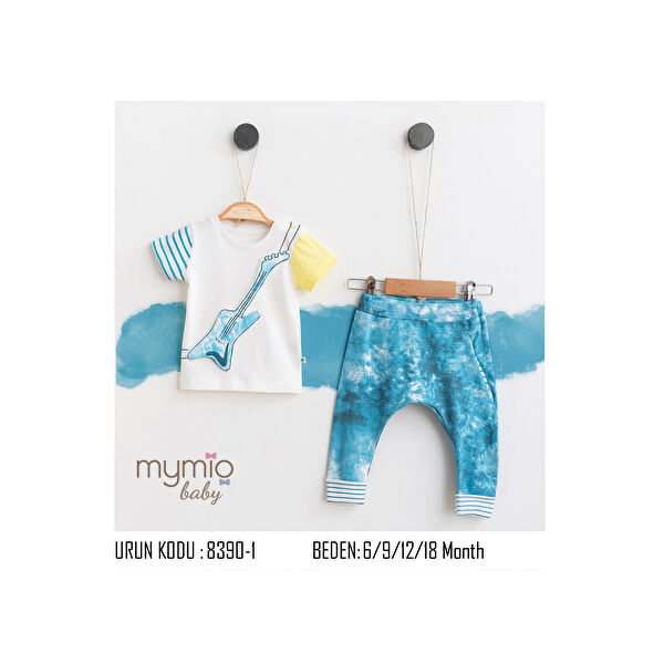 Mymio Bisiklet Yaka Baskılı Erkek Bebek 2'li Takım