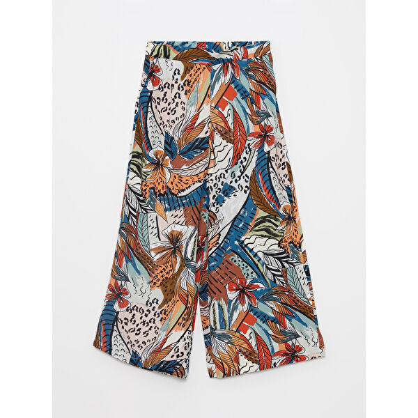 Beli Lastikli Desenli Viskon Kadın Capri Beli Lastikli Desenli Viskon Kadın Capri