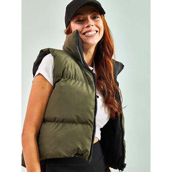 Shade Dik Yaka Düz Çift Taraflı Kadın Şişme Yelek