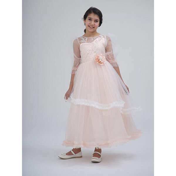 Daisy Girl Bisiklet Yaka Kız Çocuk Elbise