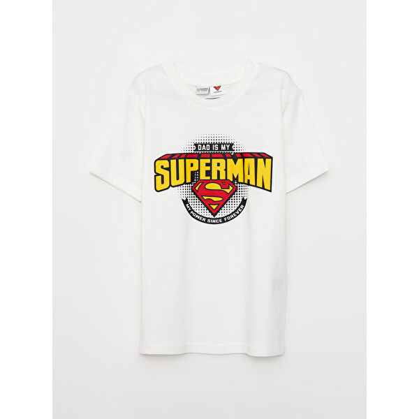 Bisiklet Yaka Superman Baskılı Kısa Kollu Pamuklu Erkek Çocuk Tişört Bisiklet Yaka Superman Baskılı Kısa Kollu Pamuklu Erkek Çocuk Tişört