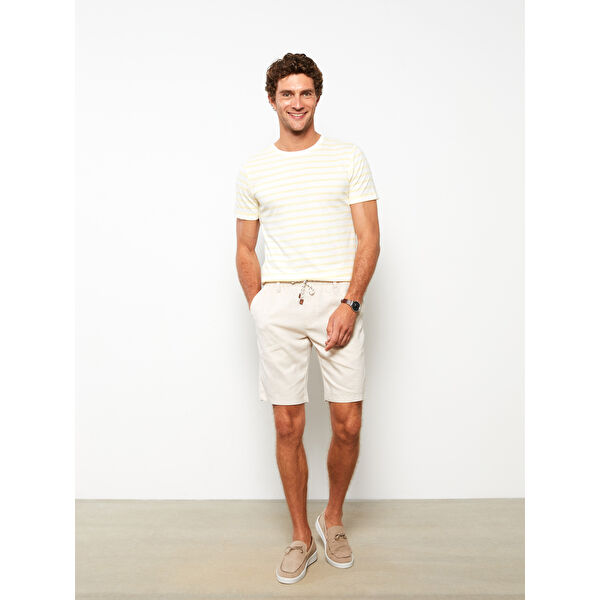 Standart Kalıp Keten Erkek Şort