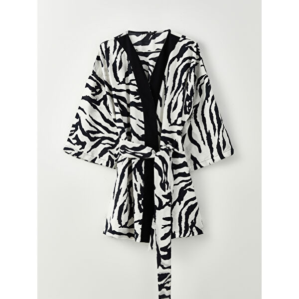Şal Yaka Desenli Kadın Kimono