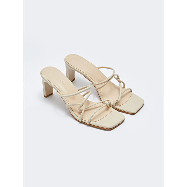 İnce Çapraz Bantlı Kadın Topuklu Terlik