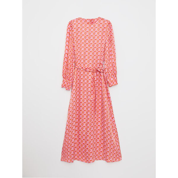 MODEST Bisiklet Yaka Desenli Uzun Kollu Saten Kadın Elbise MODEST Bisiklet Yaka Desenli Uzun Kollu Saten Kadın Elbise