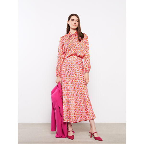 MODEST Rahat Kalıp Desenli Viskon Kadın Etek