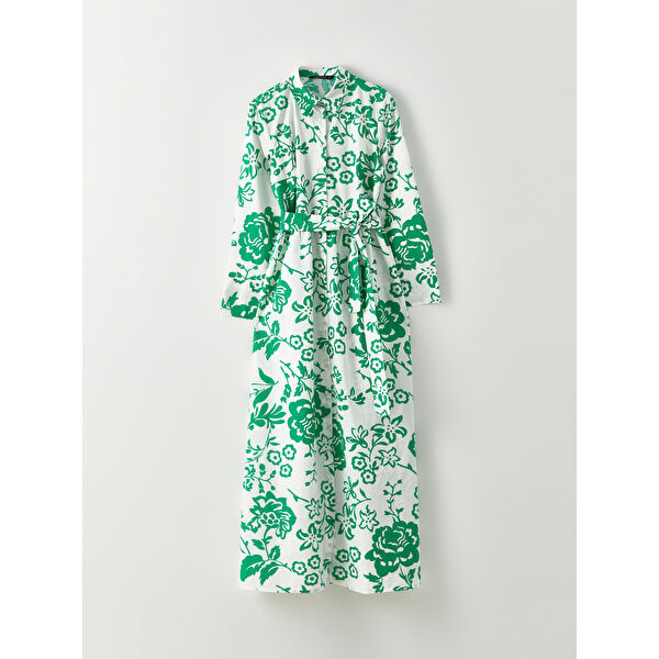 Gömlek Yaka Desenli Uzun Kollu Poplin Kadın Elbise Gömlek Yaka Desenli Uzun Kollu Poplin Kadın Elbise