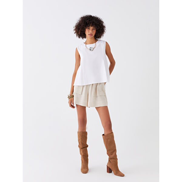 NATUVERA Bisiklet Yaka Düz Kolsuz Pamuklu Kadın Bluz