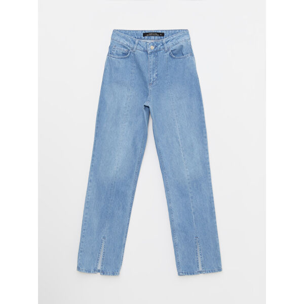 MODEST Rahat Kalıp Düz Paçası Yırtmaçlı Kadın Rodeo Jean Pantolon