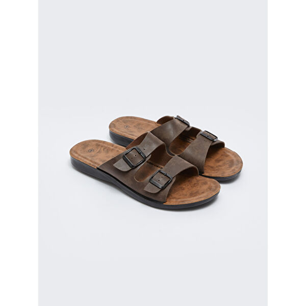 Çift Bantlı Tokalı Erkek Terlik