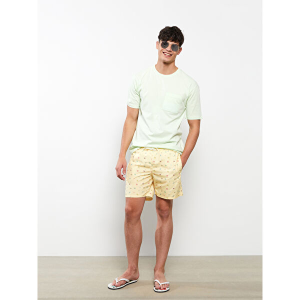 Kısa Boy Desenli Erkek Deniz Şortu