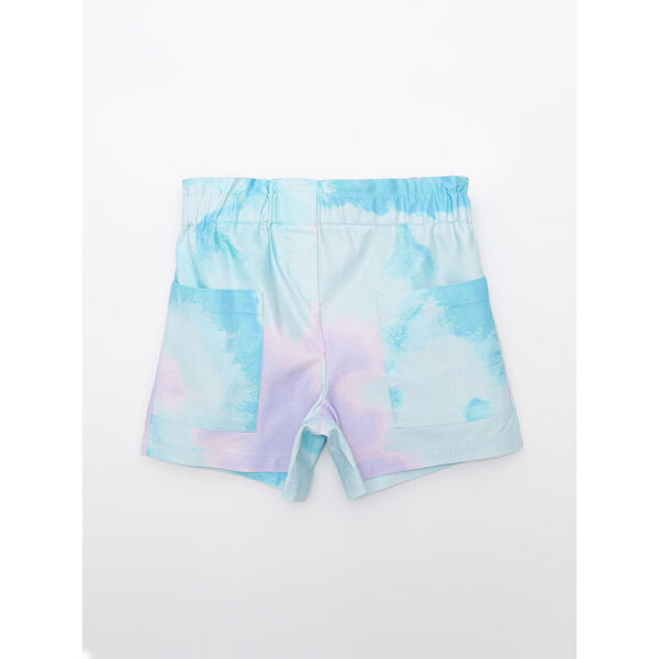 Beli Lastikli Batik Desenli Gabardin Kız Çocuk Şort