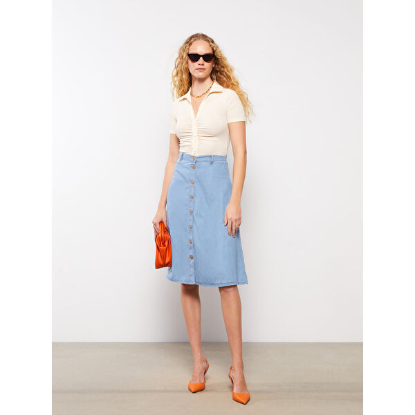 Düz Kadın Jean Etek