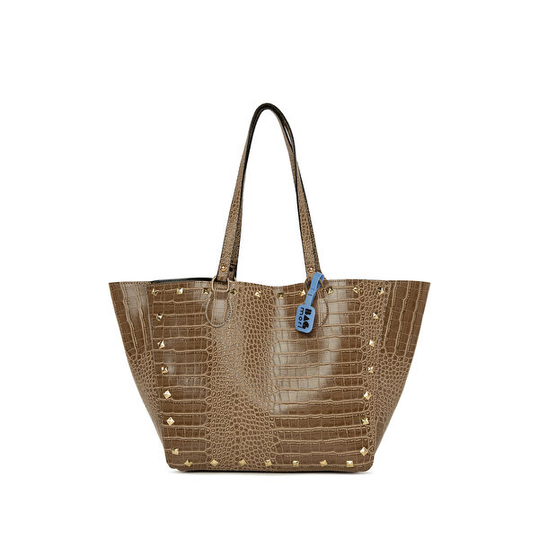 Bagmori Deri Görünümlü Metal Aksesuarlı Kadın Omuz Çantası