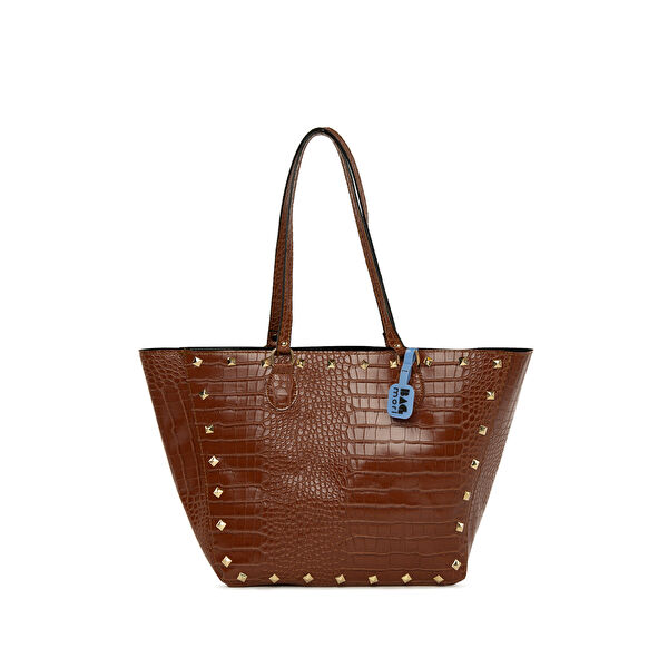 Bagmori Deri Görünümlü Metal Aksesuarlı Kadın Omuz Çantası