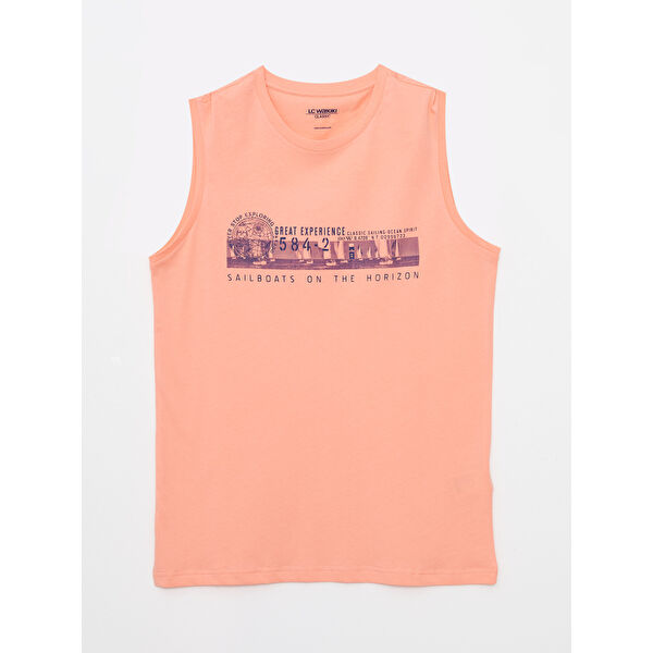 Bisiklet Yaka Kolsuz Baskılı Erkek Atlet