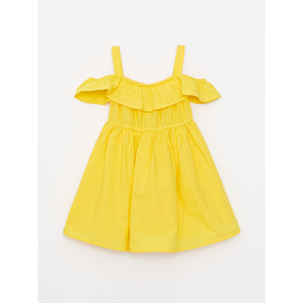 Fırfırlı Kayık Yaka Basic Kız Bebek Elbise