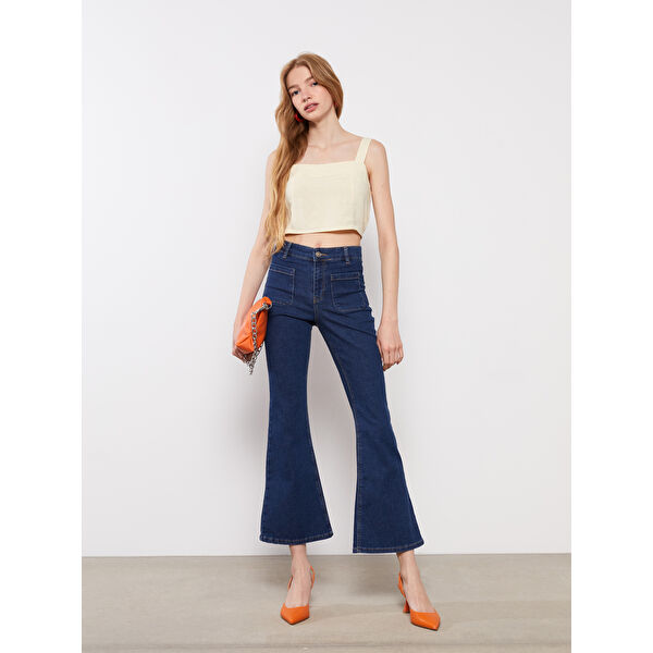 Yüksek Bel Skinny Fit Düz İspanyol Paça Kadın Rodeo Jean Pantolon Yüksek Bel Skinny Fit Düz İspanyol Paça Kadın Rodeo Jean Pantolon