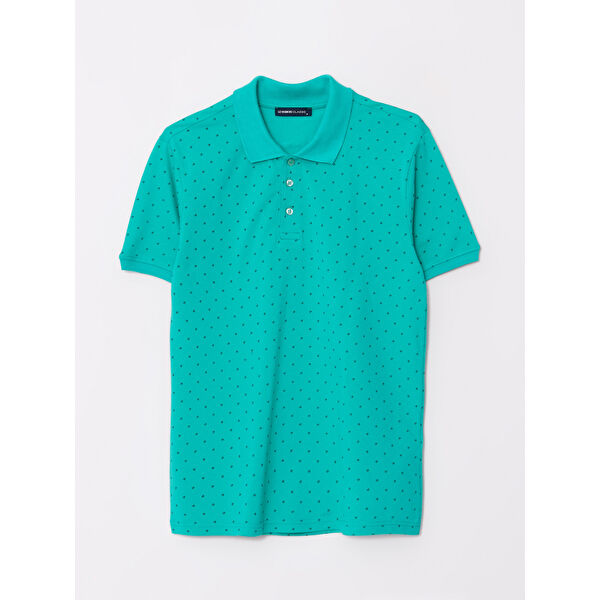 Polo Yaka Kısa Kollu Desenli Pike Erkek Tişört