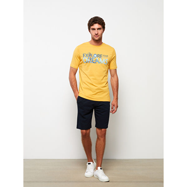 Bisiklet Yaka Kısa Kollu Baskılı Penye Erkek Tişört