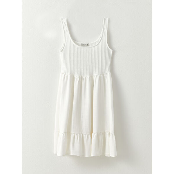 U Yaka Düz Askılı Kadın Elbise