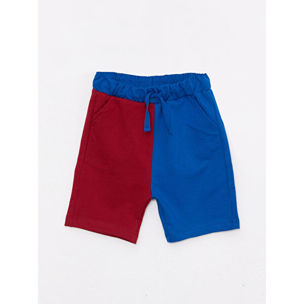 Beli Lastikli Renk Bloklu Pamuklu Erkek Bebek Şort