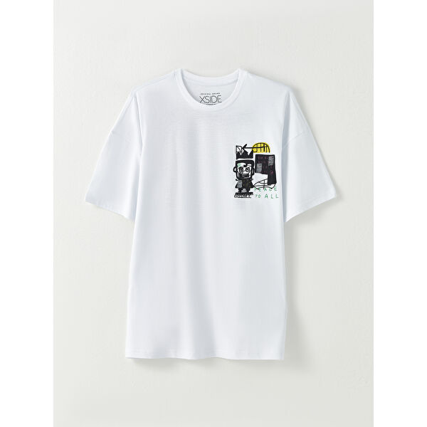 XSIDE Oversize Bisiklet Yaka Kısa Kollu Baskılı Penye Erkek Tişört