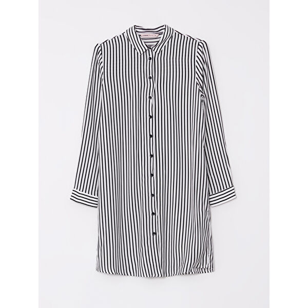 Gömlek Yaka Çizgili Uzun Kollu Poplin Kadın Tunik