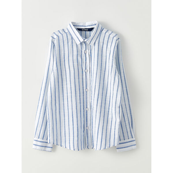 Çizgili Uzun Kollu Pamuklu Erkek Çocuk Gömlek