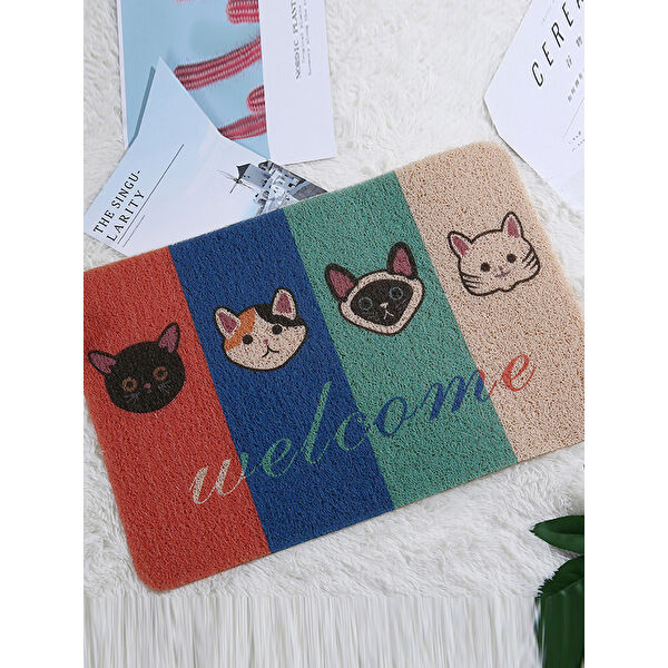 Yoyoso Pvc Welcome Cats Slogan Desenli Paspas 40x60 Cm Yoyoso Pvc Welcome Cats Slogan Desenli Paspas 40x60 Cm