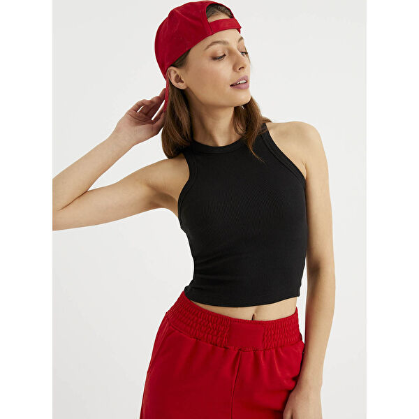 Ecrou Halter Yaka Düz Kadın Atlet