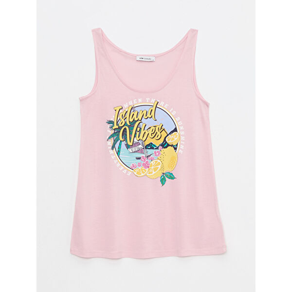 LCW CASUAL U Yaka Baskılı Viskon Kadın Atlet