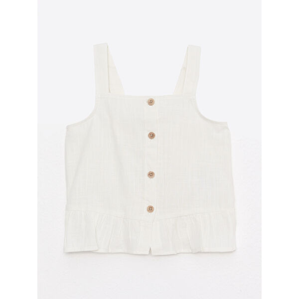 Kare Yaka Askılı Basic Pamuklu Kız Bebek Gömlek