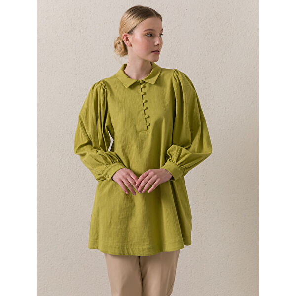 QOOQ STORE Önden Düğme Kapamalı Düz Uzun Kollu Pamuklu Kadın Gömlek QOOQ STORE Önden Düğme Kapamalı Düz Uzun Kollu Pamuklu Kadın Gömlek