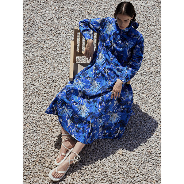 Kevser Sarıoğlu x LCW Modest Dik Yaka Desenli Uzun Kollu Pamuklu Kadın Elbise Kevser Sarıoğlu x LCW Modest Dik Yaka Desenli Uzun Kollu Pamuklu Kadın Elbise