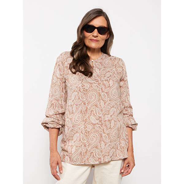 LCW GRACE Bisiklet Yaka Desenli Uzun Kollu Viskon Kadın Bluz LCW GRACE Bisiklet Yaka Desenli Uzun Kollu Viskon Kadın Bluz